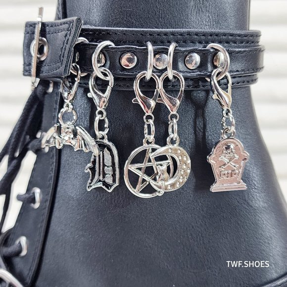 Demonia | Shoes | Gothika Coffin Web Buckle Charm Platform Ankle Boots ...